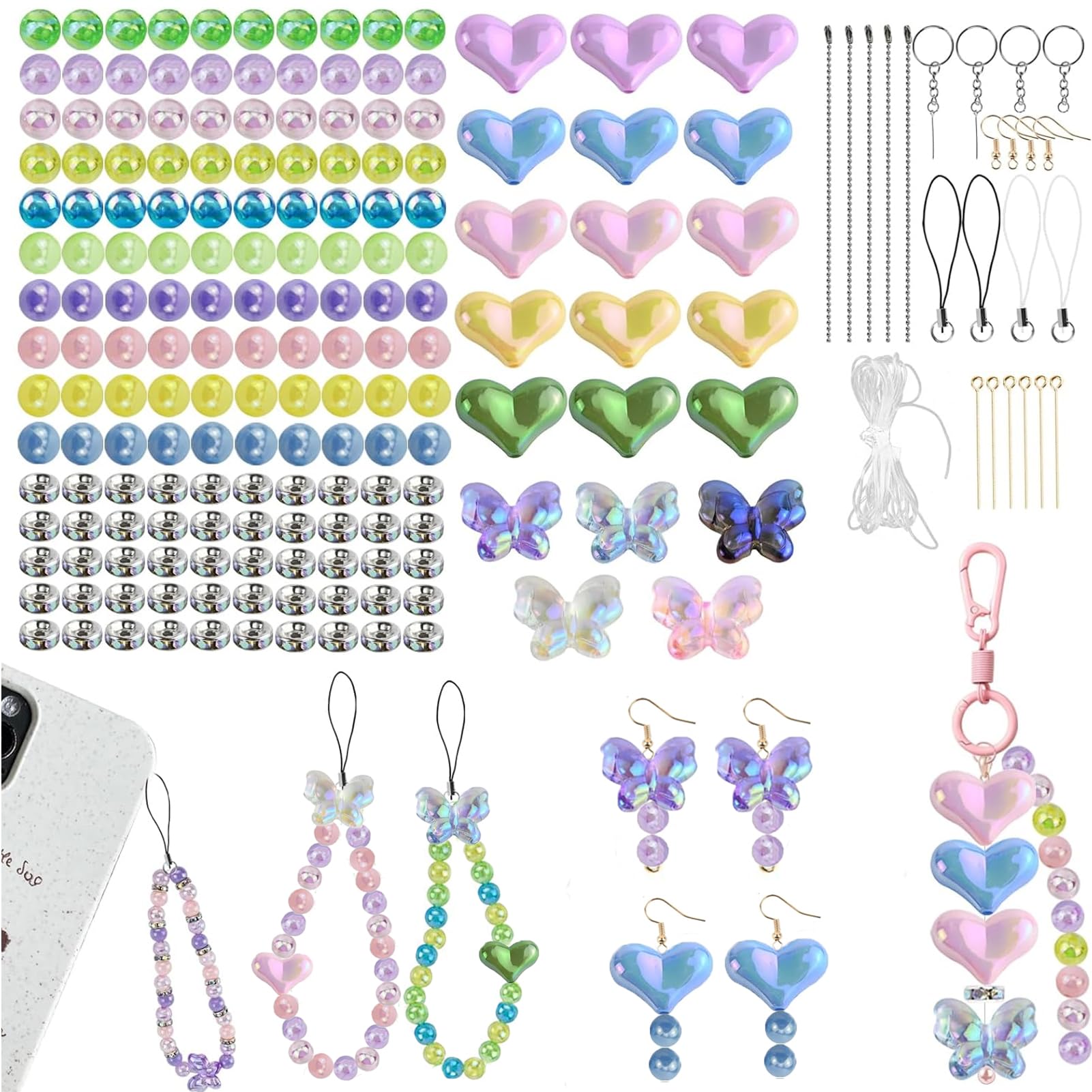 Amazon.com: SDIDVIEXPERT 170PCS Phone Chain Beaded Making kit,Cell ...