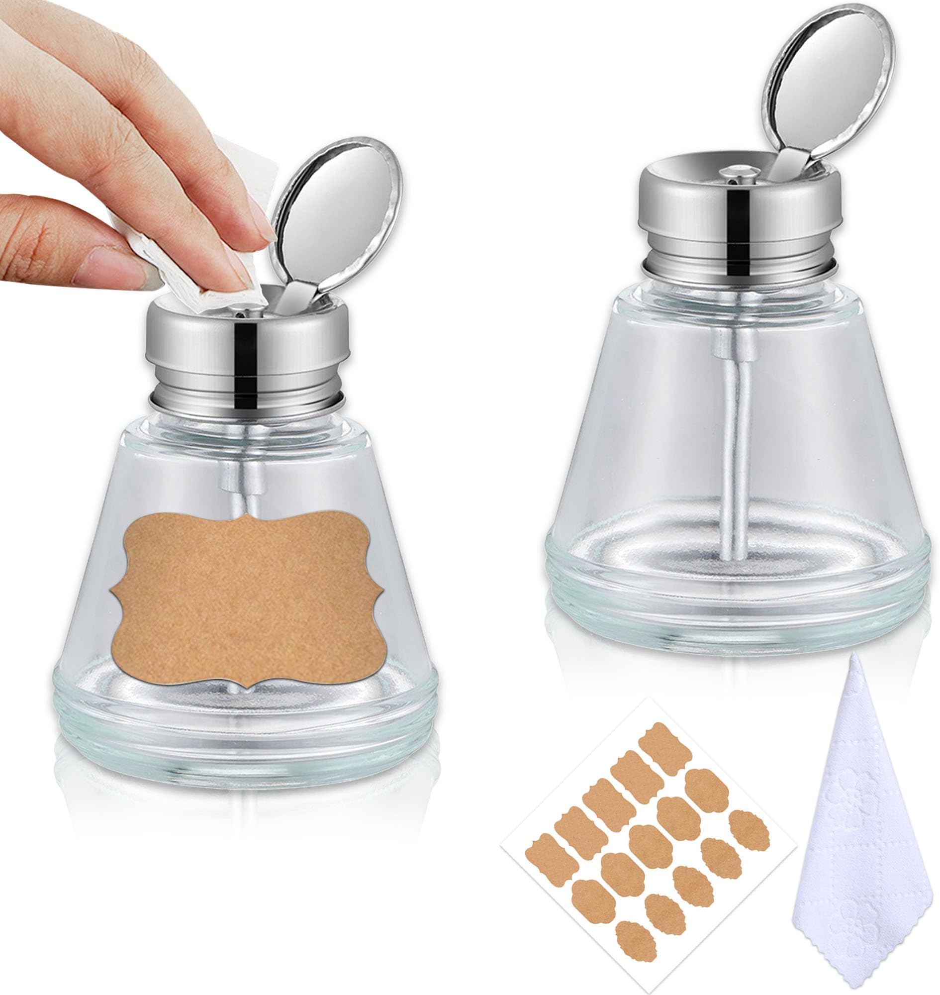 Amazon.com: 2 PCS- 6 Oz/ 180 ml Clear Push Down Pump Dispenser Glass ...