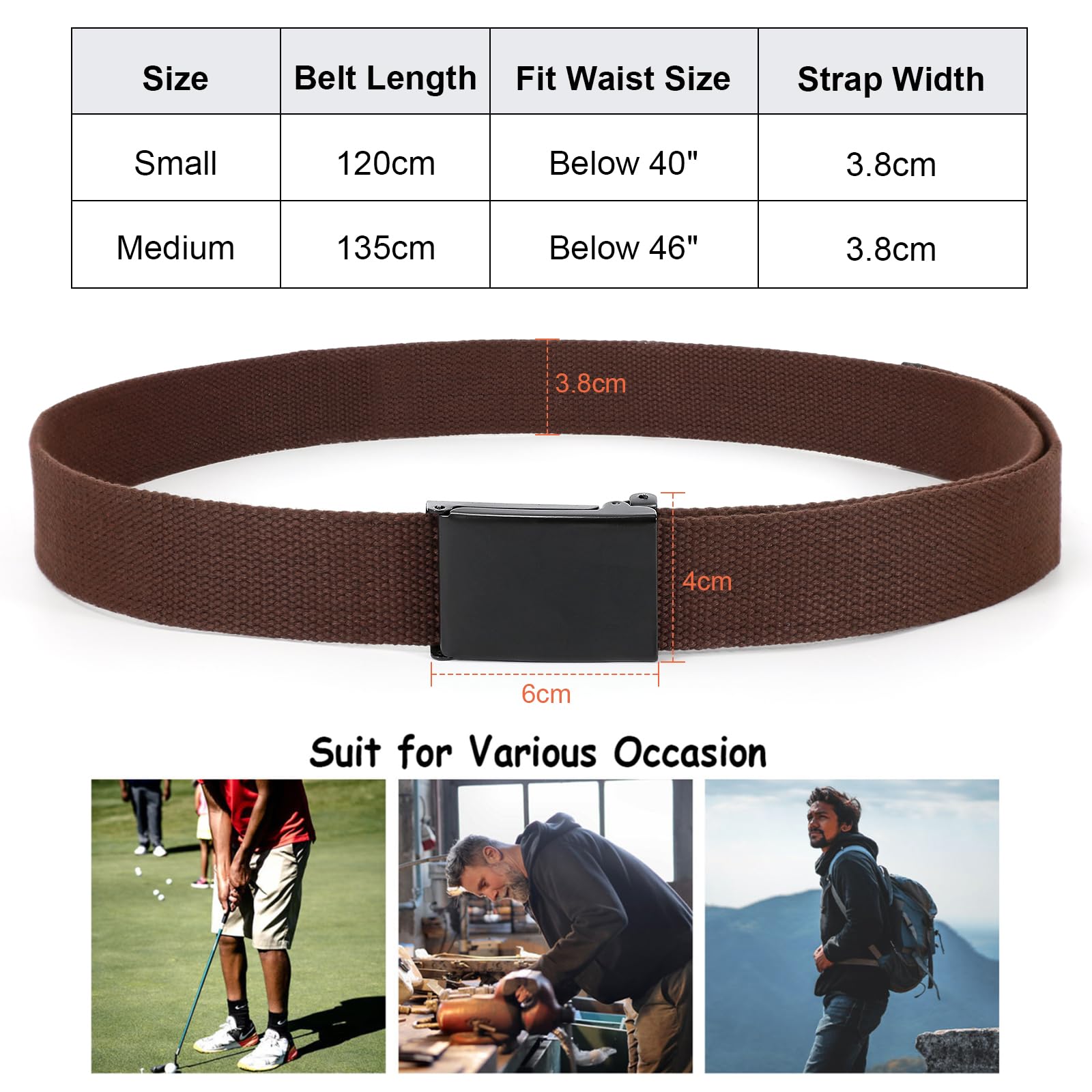 Snapklik.com : Canvas Web Belt Flip-Top Solid Black Military Buckle ...