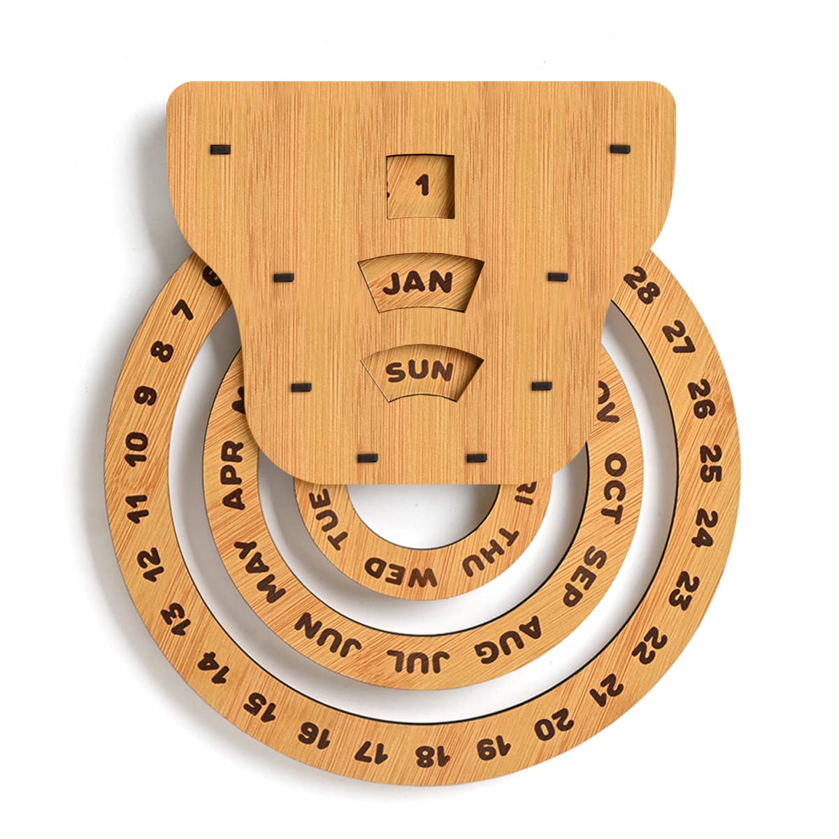 GKD Calendar 2026 Wall Hanging Perpetual Calendar Wooden Circular Round ...