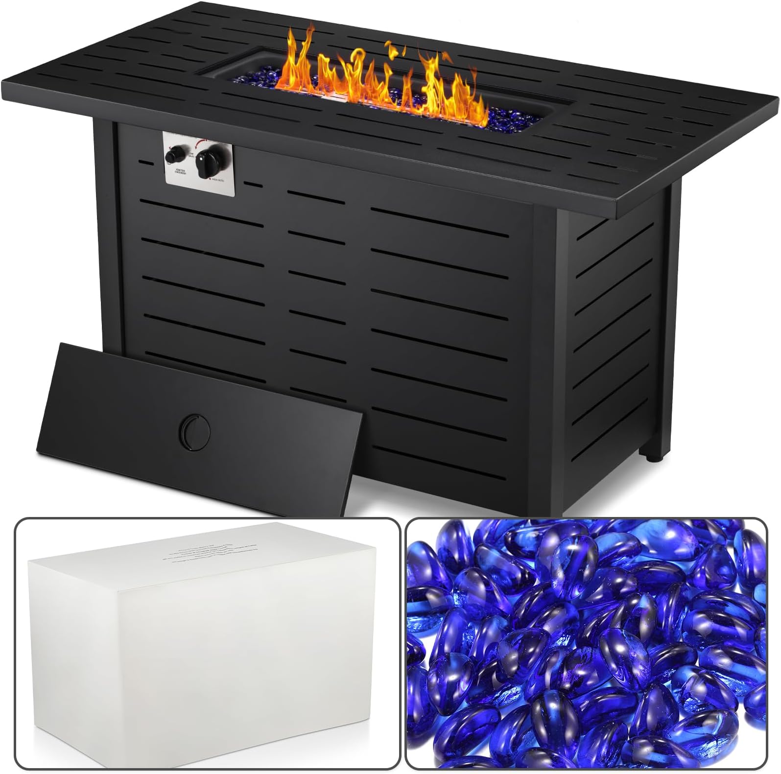 Amazon.com: Outdoor Propane Gas Fire Pit Table 46in 55,000 BTU Gas Fire ...