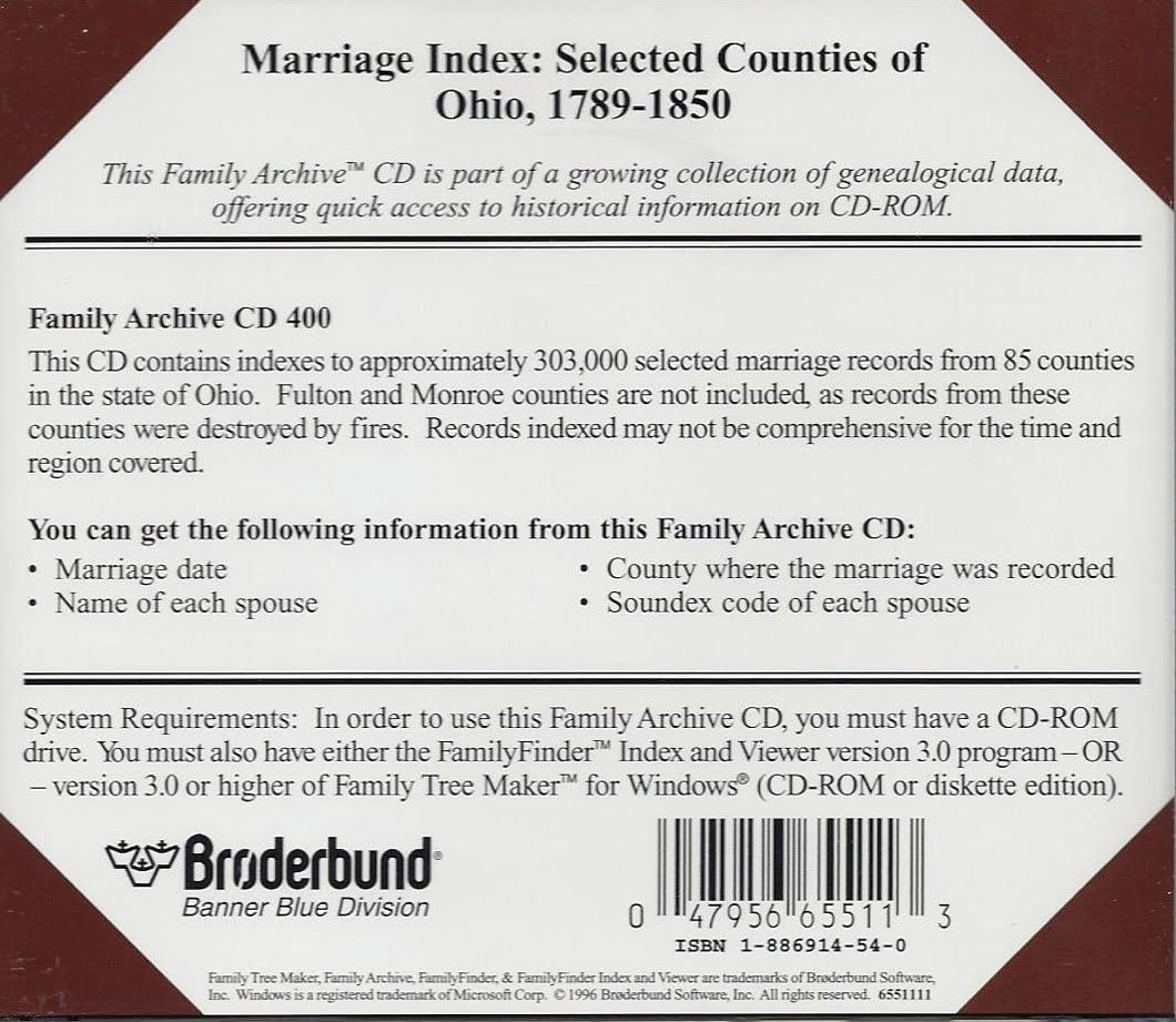 Amazon.com: Family Tree Maker's: Family Archives: Marriage Index: Ohio