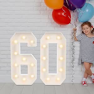 Amazon.com: TFCFL 60 Light Up Numbers, Large 60th Birthday Party ...