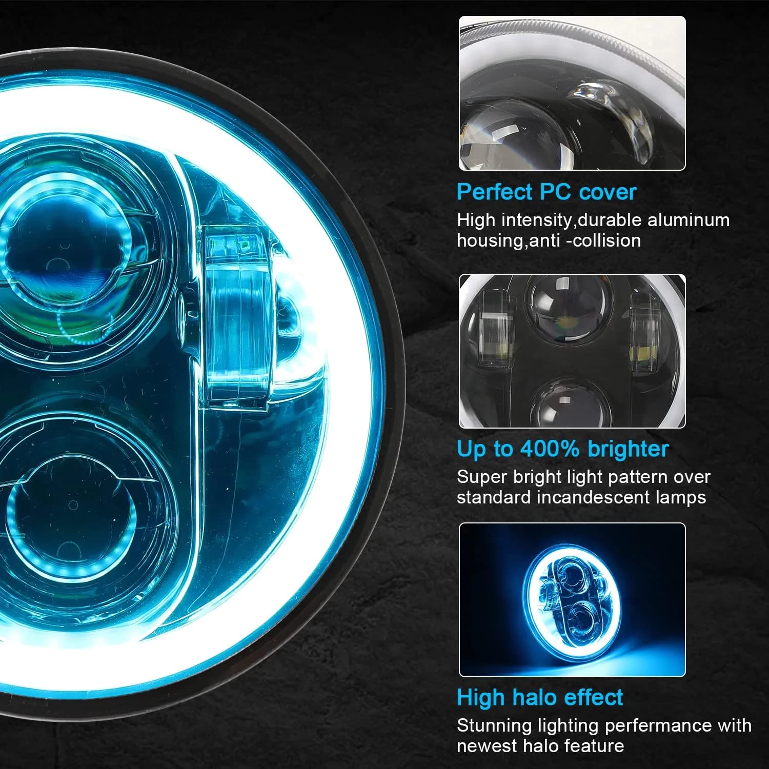 Snapklik.com : SUNPIE Motorcycle Headlight 5-3/4 5.75 RGBW