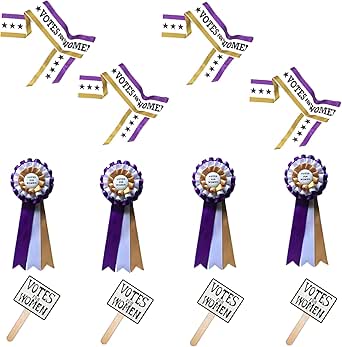 Amazon.com: 4 Pack Suffragist Suffragette Sashes, Rosettes, Hand Signs ...