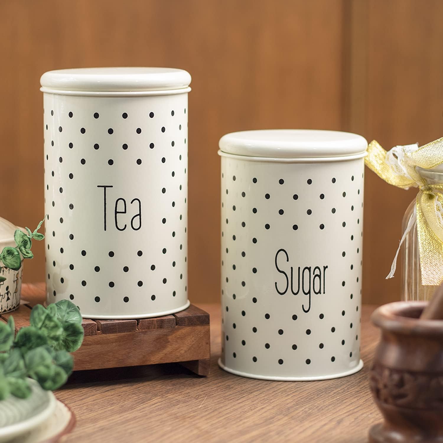 MARKET 99 Tea & Sugar Jar Set Container Set Of 2 For Home & Kitchen ...