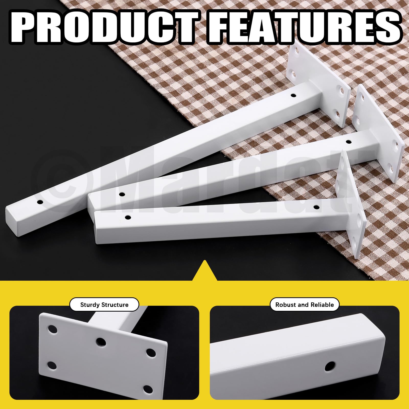 Mardatt 4Pcs 10 White Shelf Bracket with Screws and Anchors, Floating ...