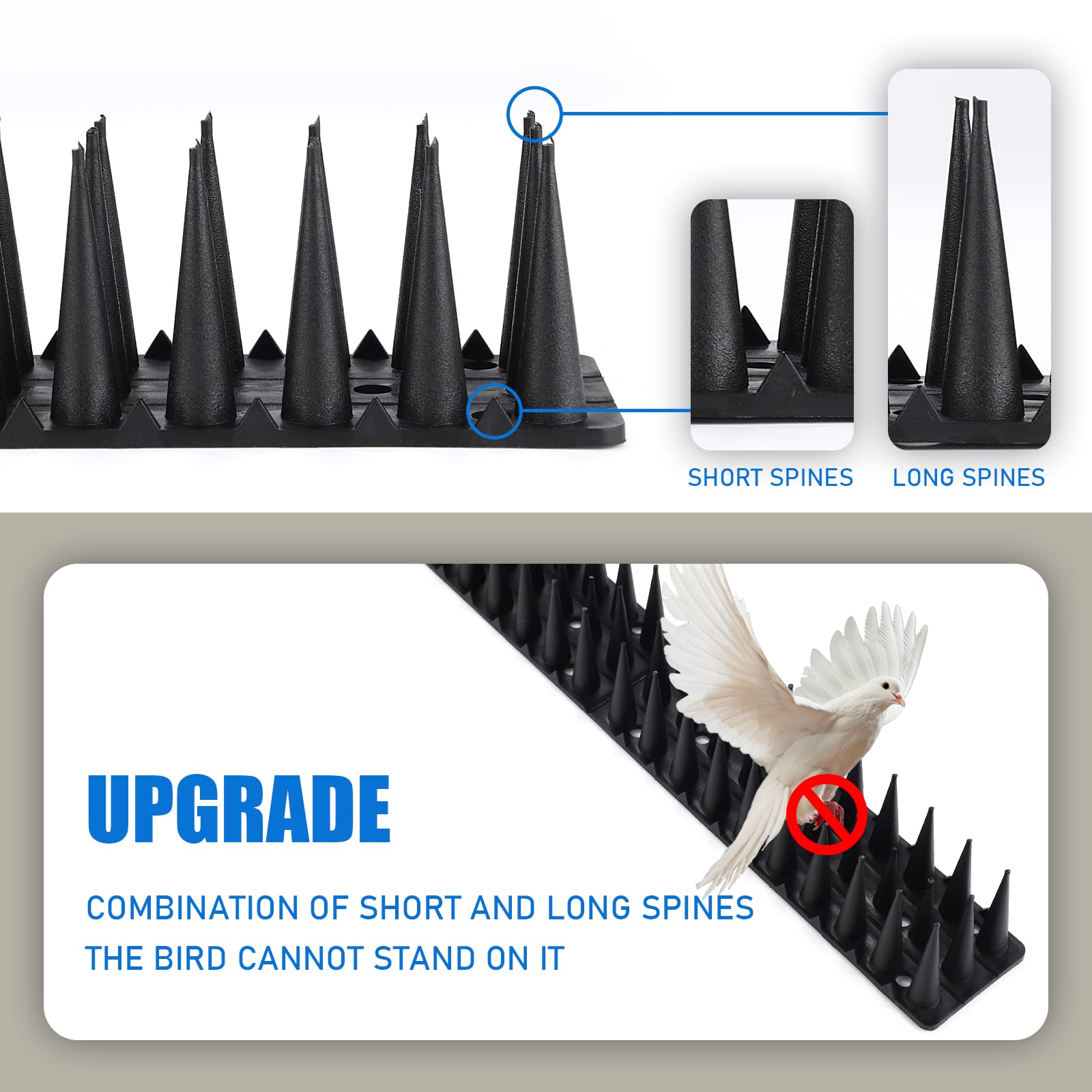 Snapklik.com : TOBWOLF 12 Pack Outdoor Bird Spikes, Plastic Fence ...