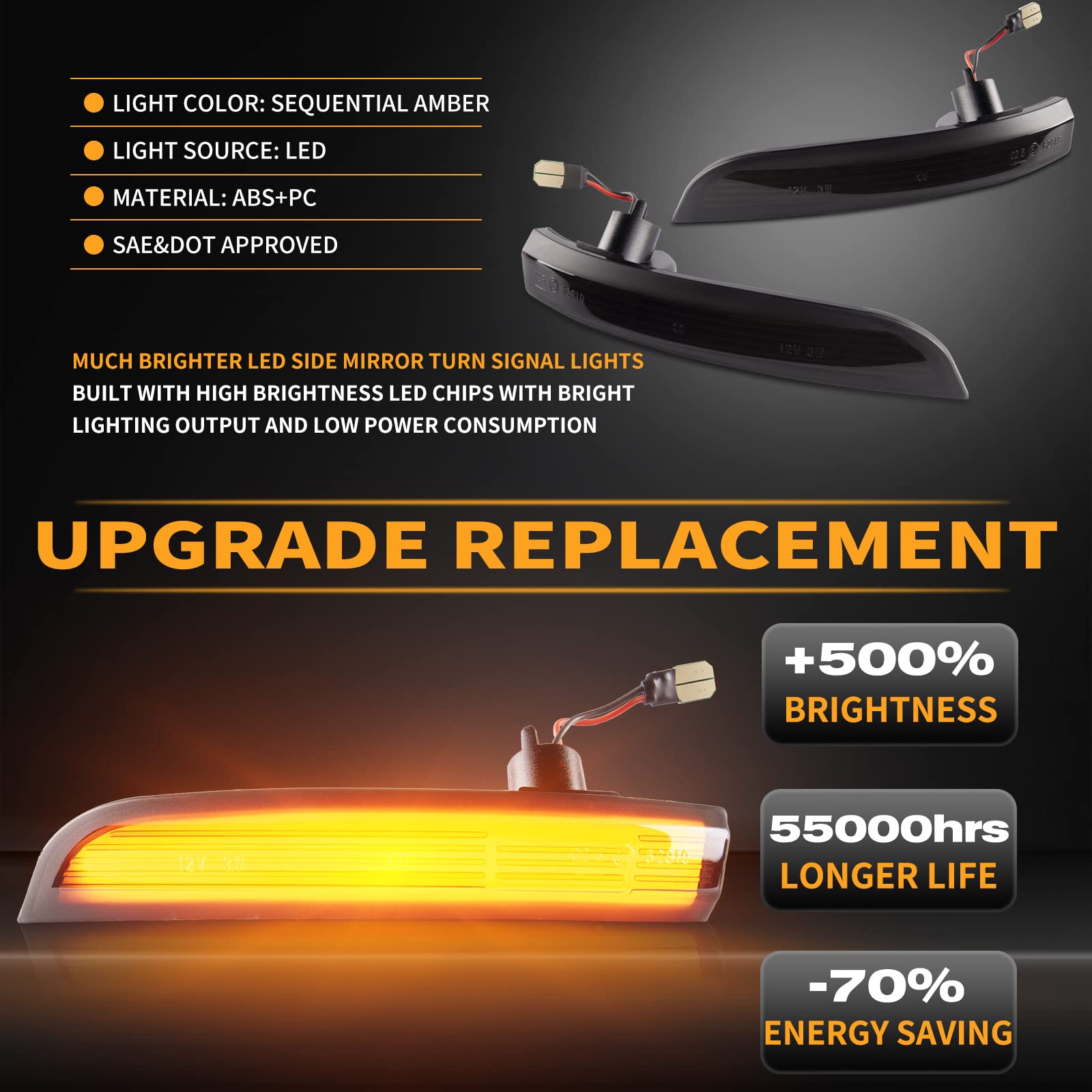 Snapklik.com : Gempro LED Side Mirror Turn Signal Light Sequential ...