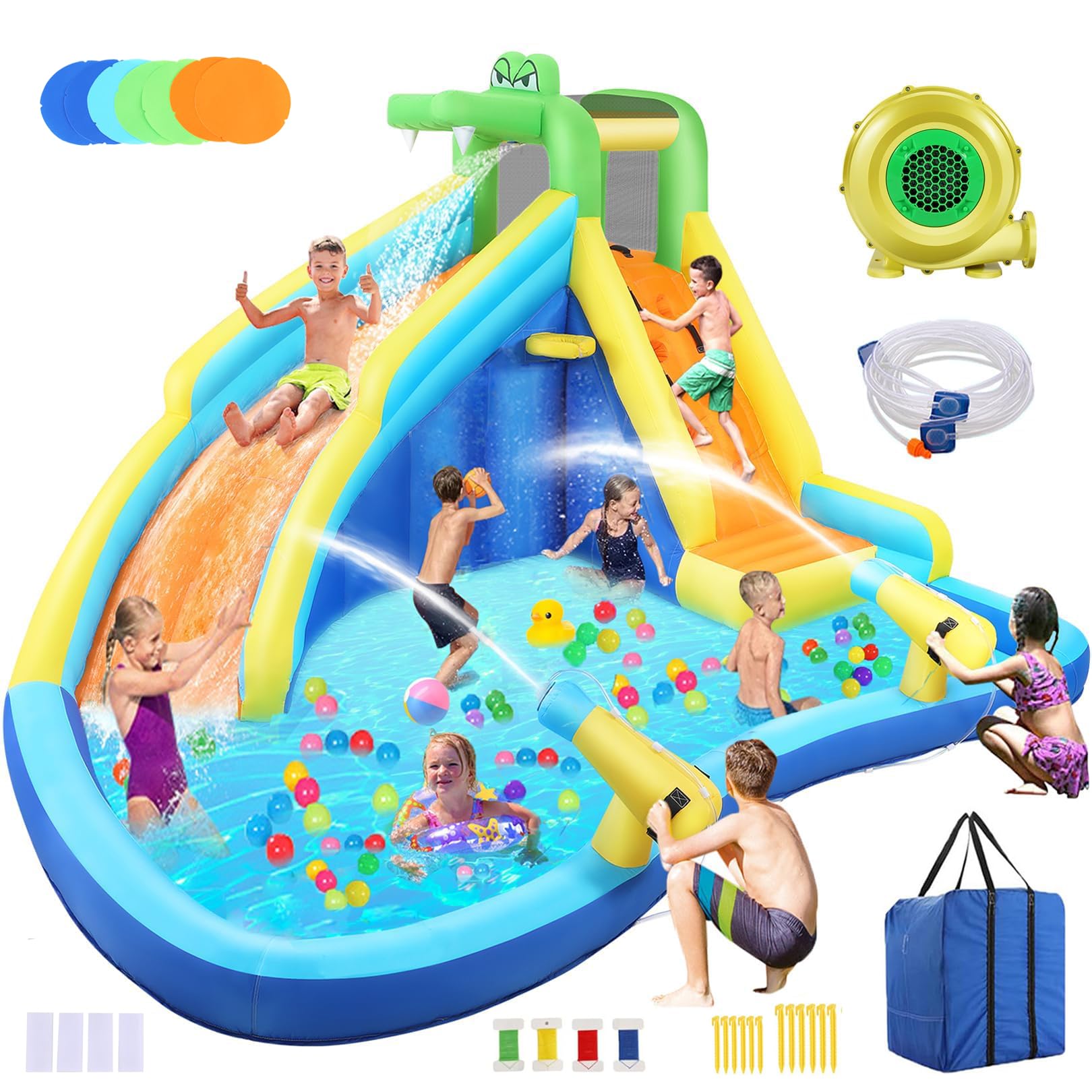 AKEYDIY Inflatable Water Slide Bounce House,Blow Up Water Slide Park ...
