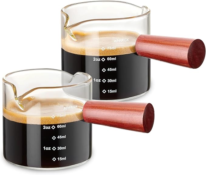 Amazon.com: 2 Pack Espresso Measuring Cups Glass, Small Measuring ...