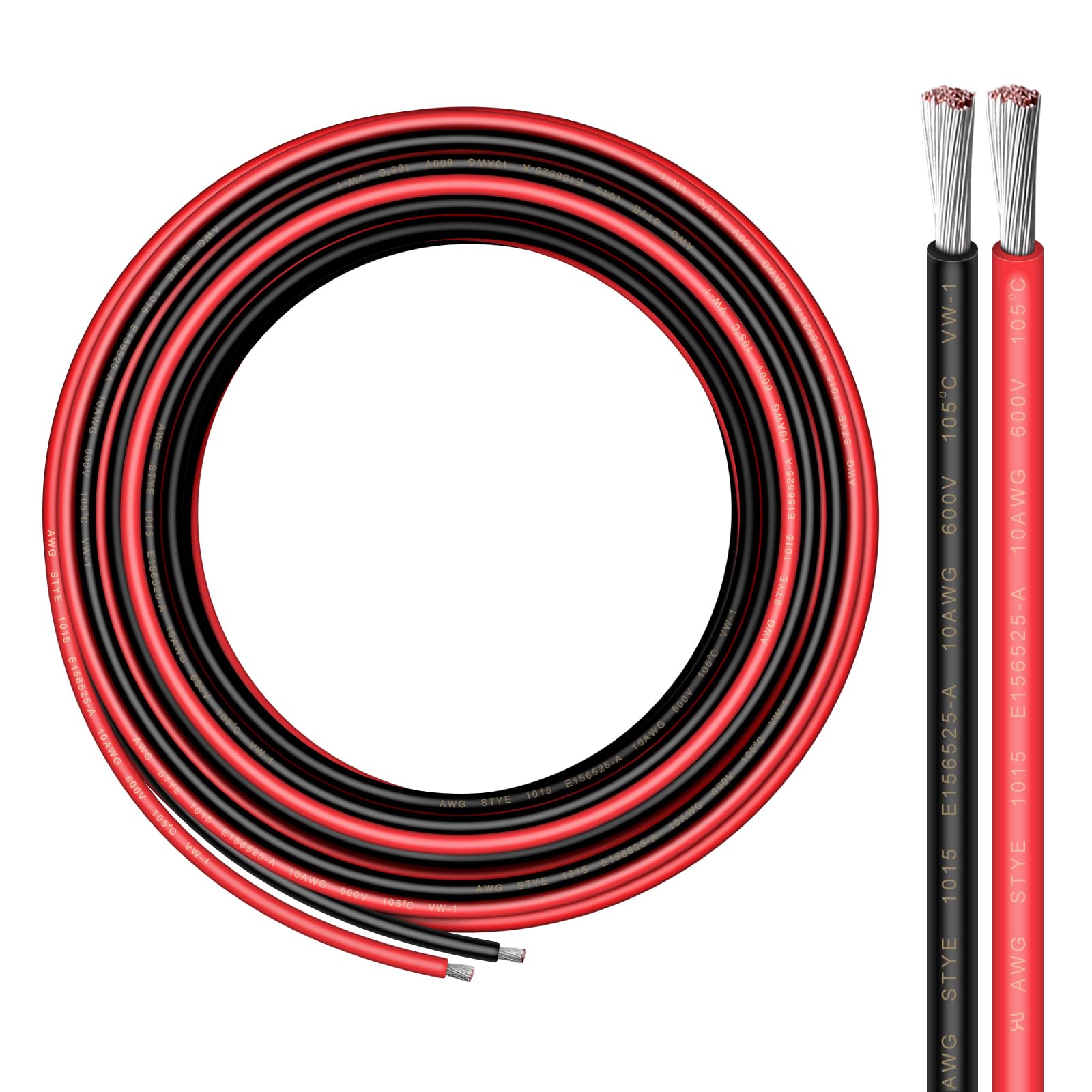 Snapklik.com : 10 Gauge Wire - 100 FT Red & 100 FT Black 10 Gauge ...