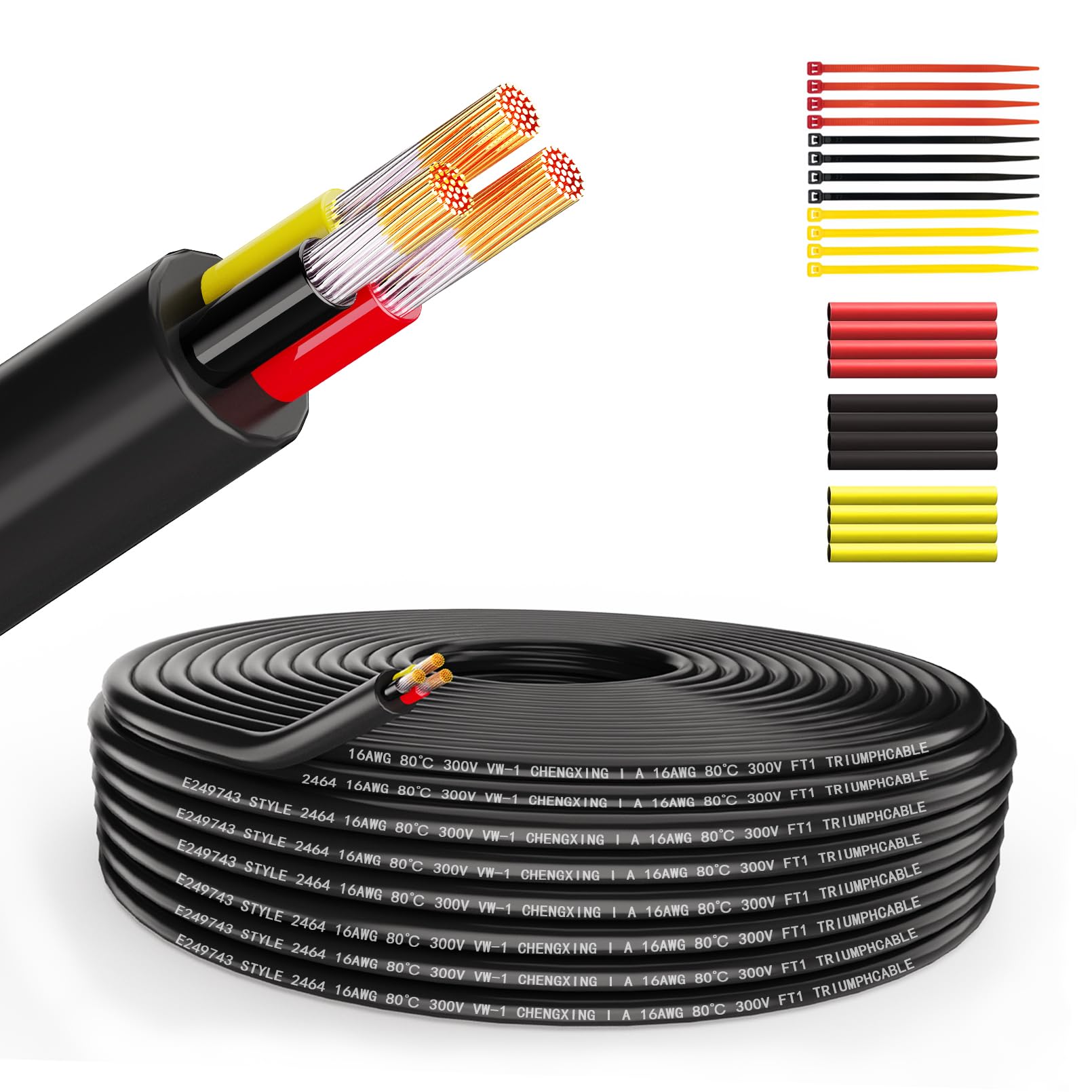 Wirelume 16 AWG 31.5mm Electrical Wire 3 Core Conductor 16 Gauge ...