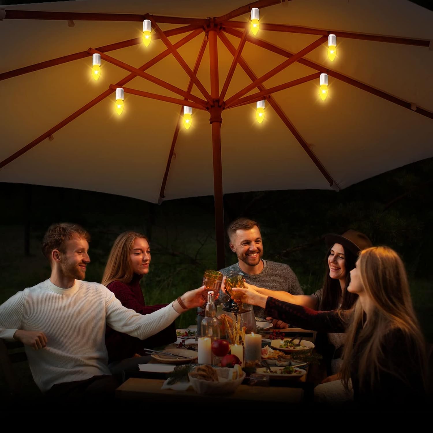 Eliteemo LED Canopy and Umbrellas Lights, 23 Ft LED Outdoor String ...