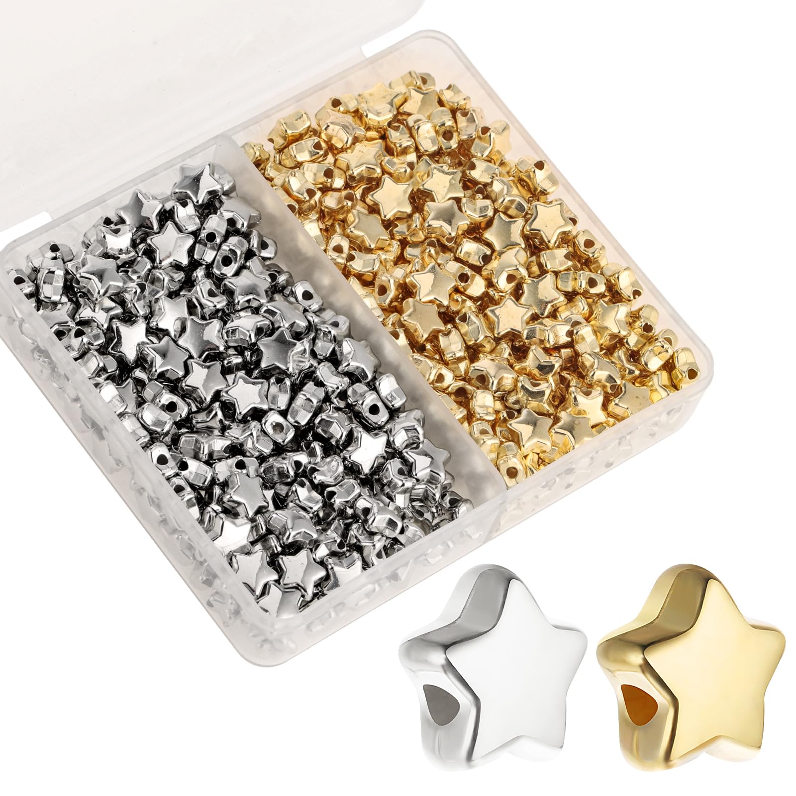 Amazon.com: 400PCS Gold Star Beads for Bracelets, Mabor Star Buttons ...