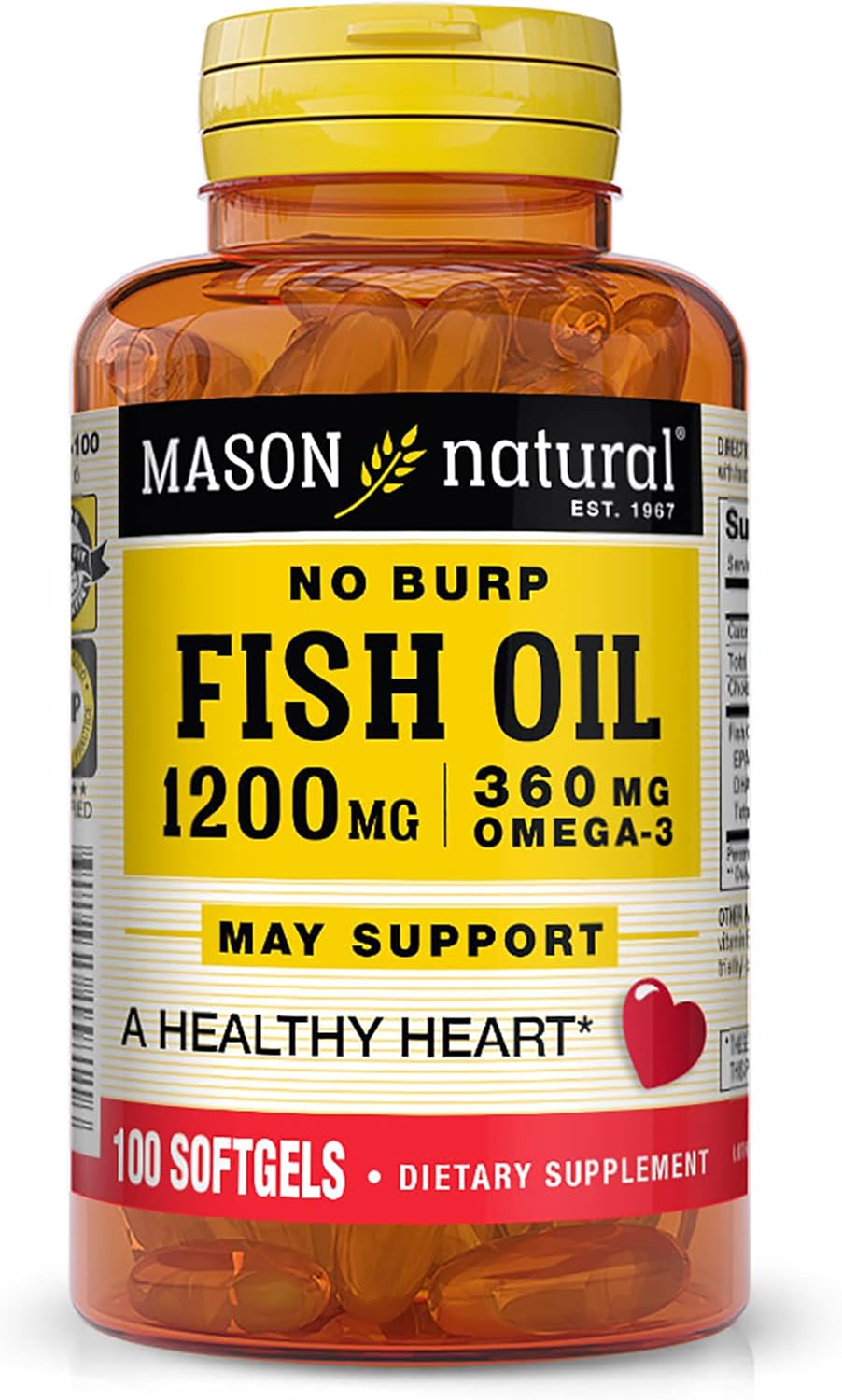 Amazon.com: Fish Oil No-Burp 1200 Milligrams 100 Sgels