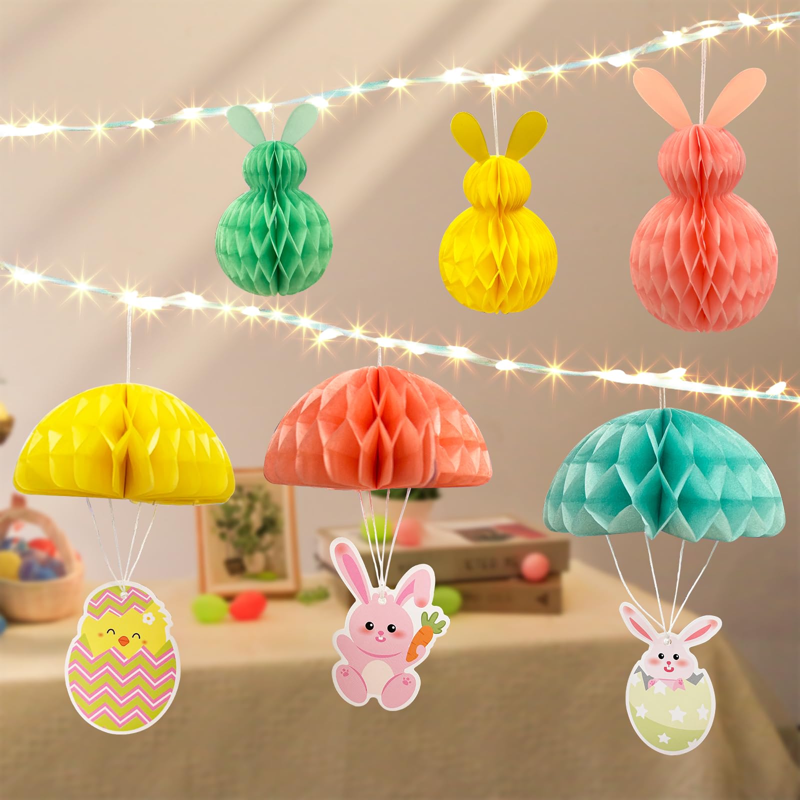 Vanthylit Easter Hanging Decorations Indoor, Honeycomb Bunny Famliy ...
