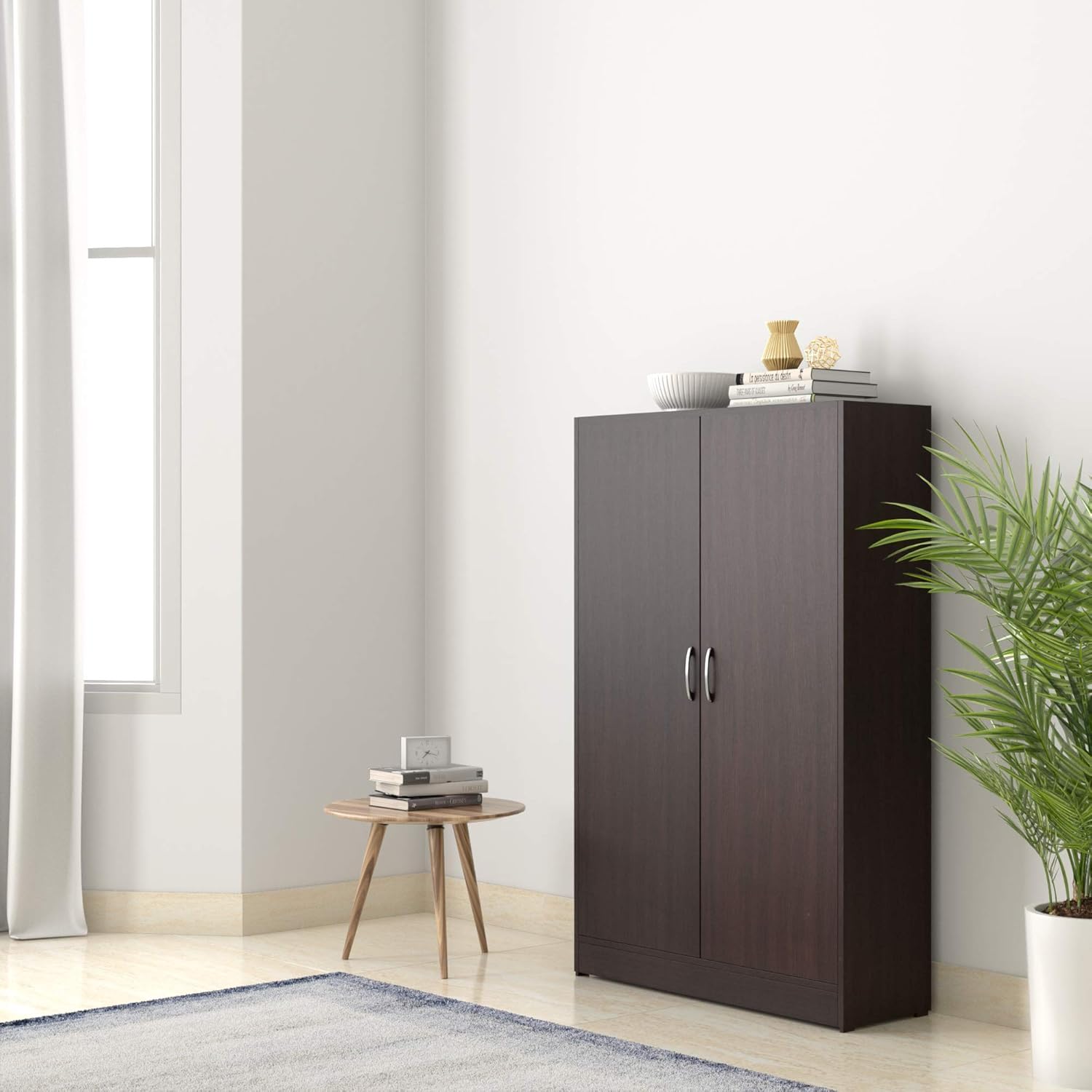 Amazon Brand - Solimo Lytton Engineered Wood Bookcase with Door (Wenge ...