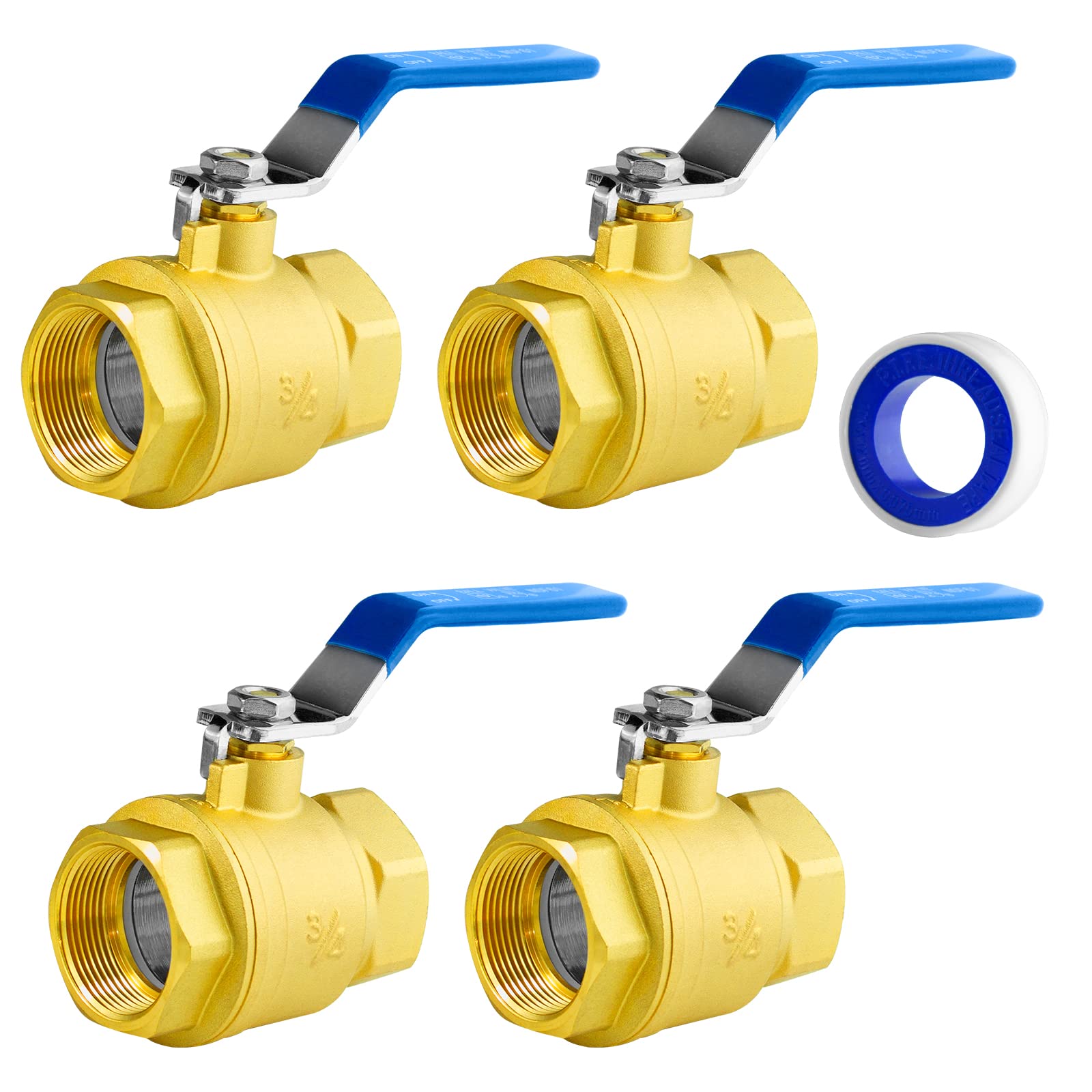 Amazon.com: WiseWater 3/4" Full Port Brass Ball Valve, 3/4 Inch Female ...