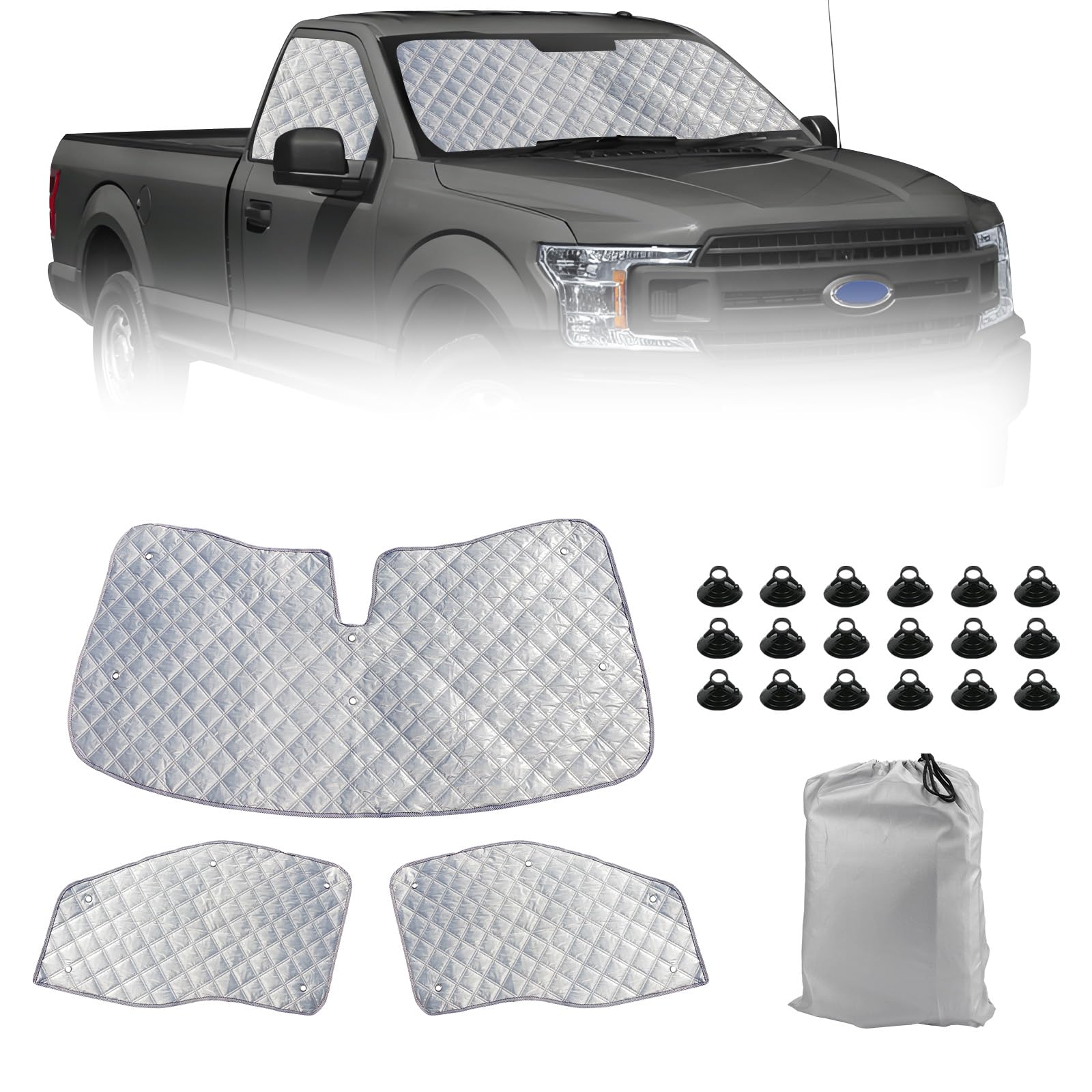 Amazon.com: Gpaentsn 3 Pieces Truck Windshield and Side Window Shades ...