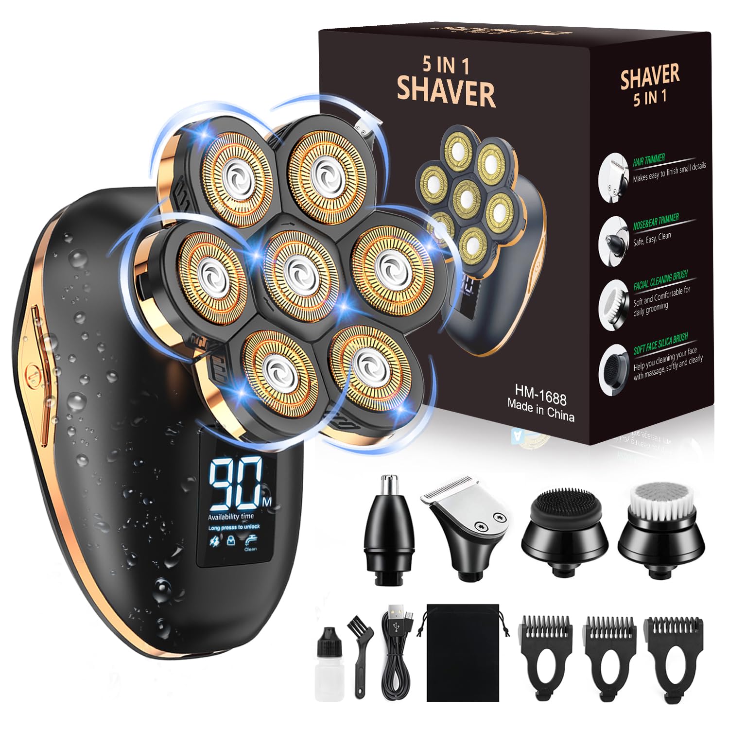 Buy Head Shaver for Men 7D, Chlant 5-1 Electric Head Shavers for Bald ...