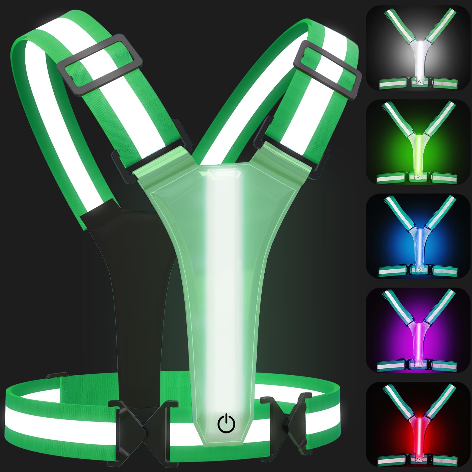 Snapklik.com : SAWNZC LED Reflective Vest Running Gear, 5 Colors Lights ...