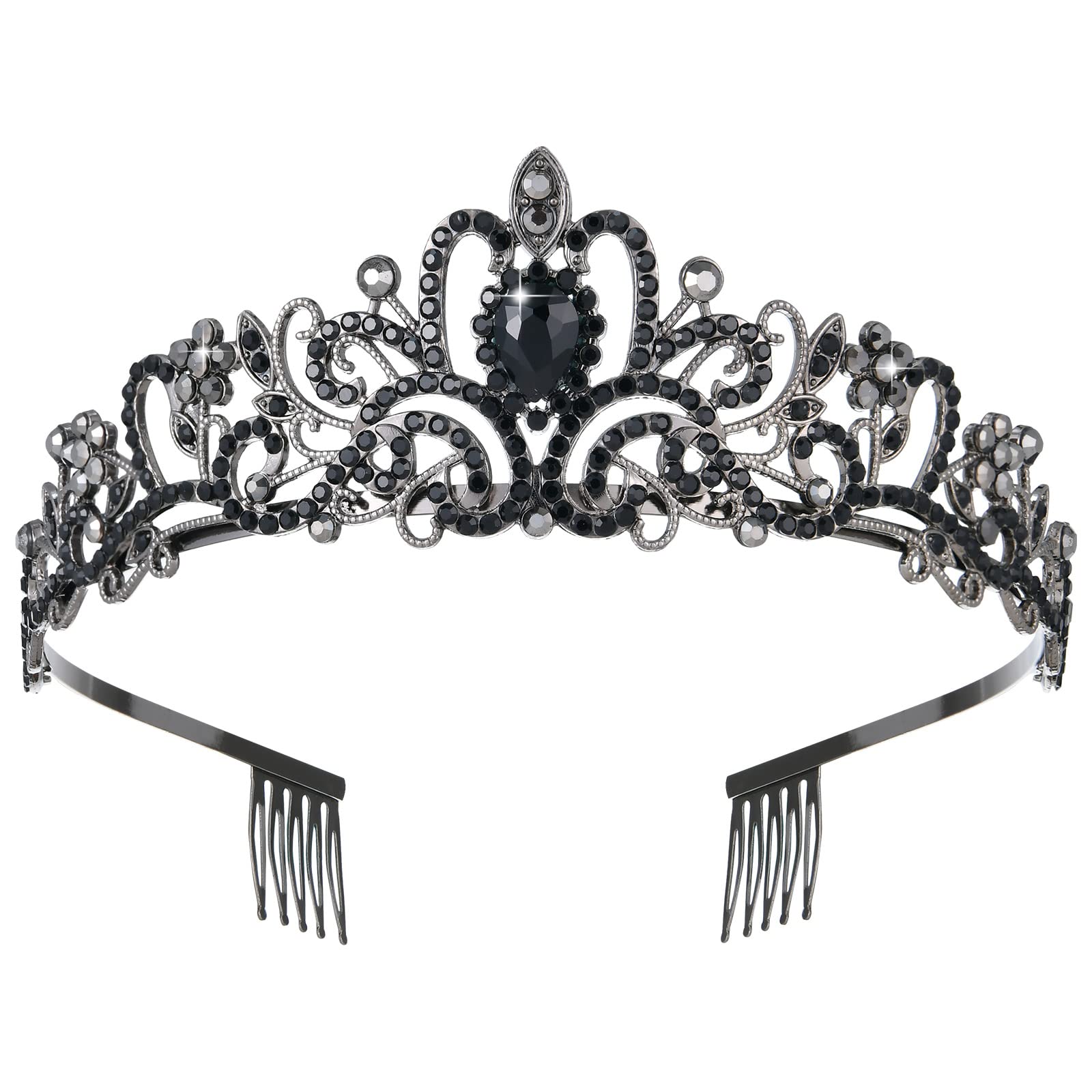Amazon.com: Black Tiaras and Crowns for Women, Crystal Queen Birthday ...