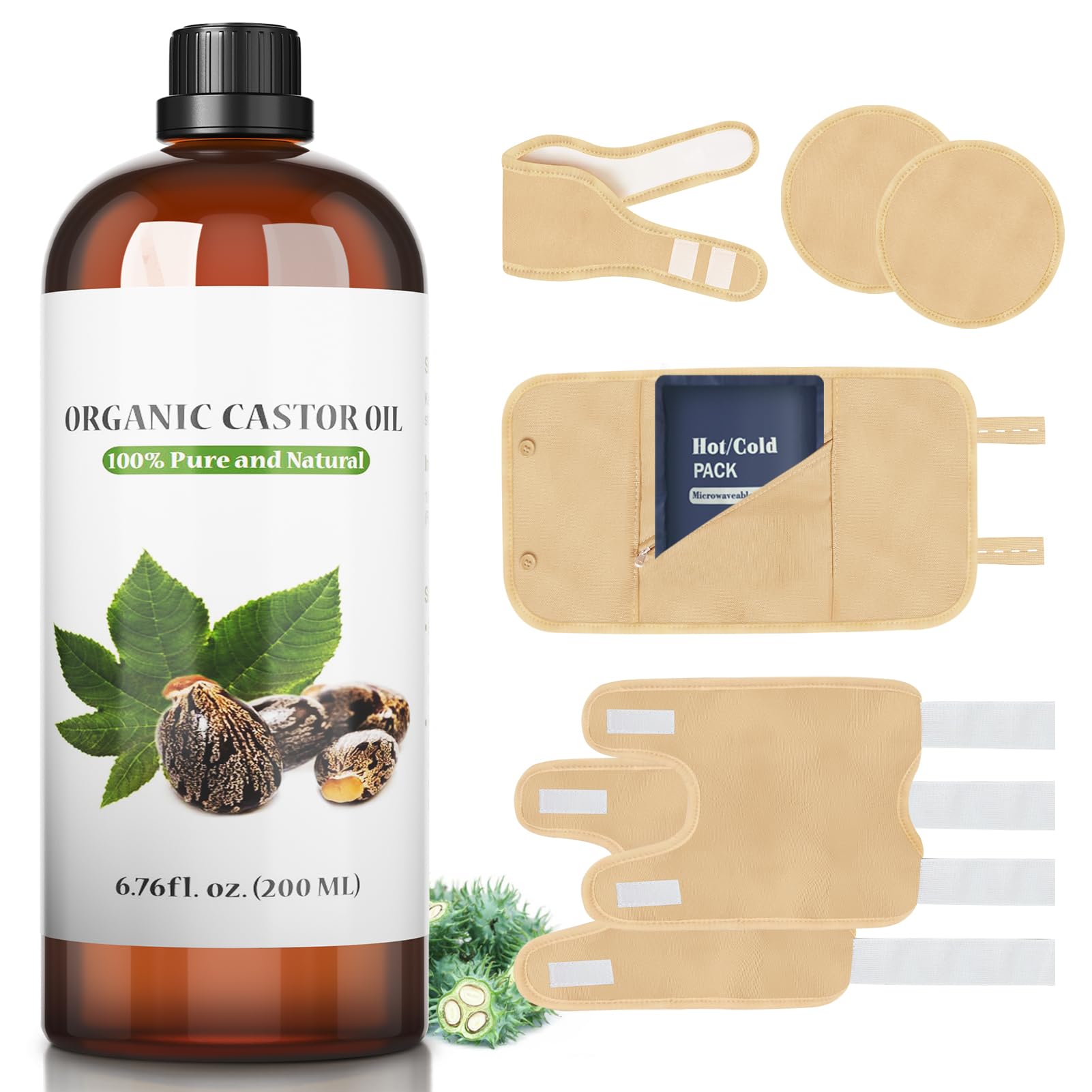 Amazon.com: Taoscare Castor Oil Pack Wrap with Castor Oil Cold Pressed ...