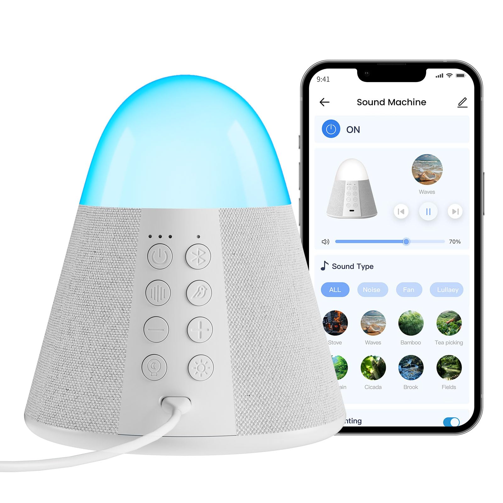 Amazon.com: Upgraded Sound Machine with 54 Soothing Sounds, Brown ...