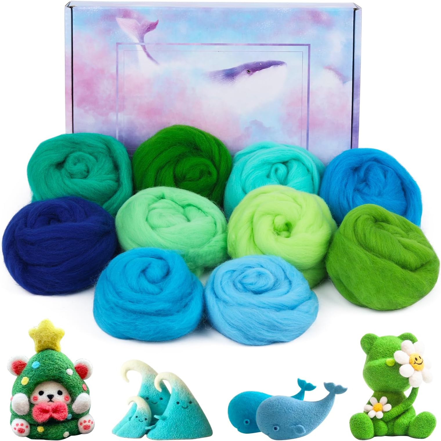 Amazon.com: Needle Felting Wool,10 Colors Nature Fibre Wool,Wool Roving ...