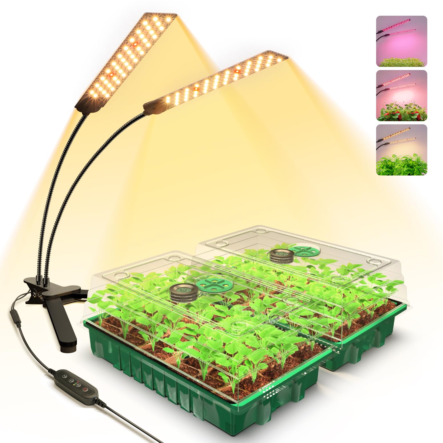 Amazon.com : Bstrip Seed Starter Tray with Grow Light, 2 Pack 80 Cells ...