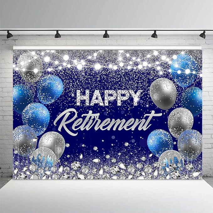 Amazon.com : MEHOFOND 10x7ft Happy Retirement Party Backdrop Blue and ...