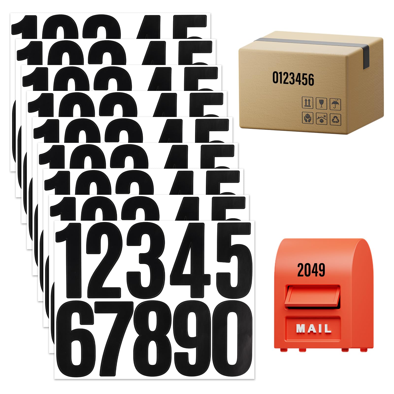 Amazon.com: 9 Sheets/90Pcs Mailbox Numbers Stickers, 3 Inch Self ...