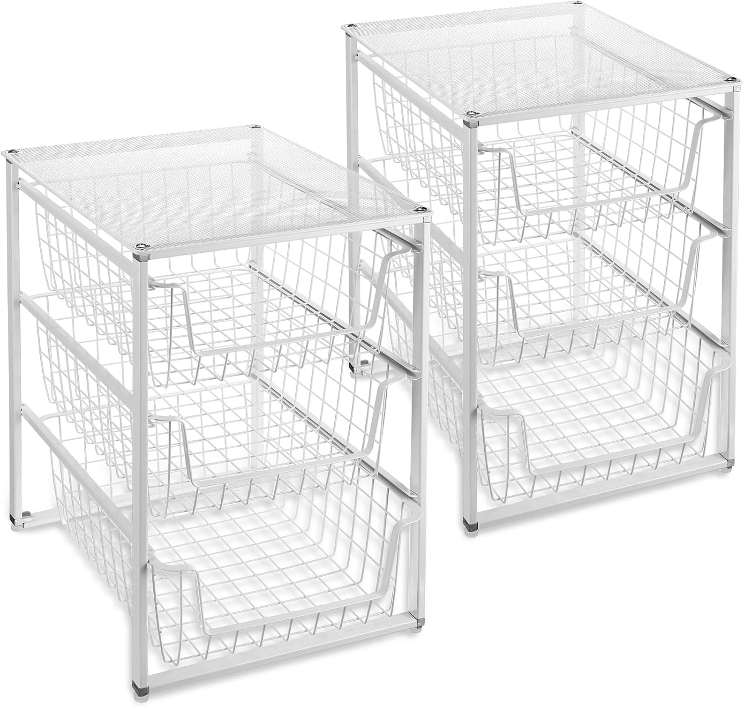 Amazon.com: Hicarer 2 Pcs Wire Basket 3 Tier Drawer Organizer Unit ...