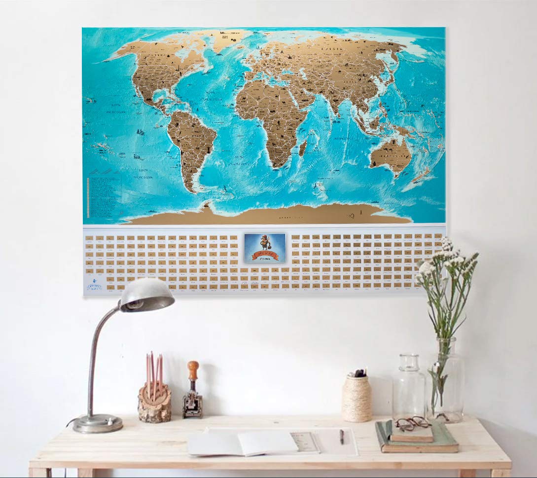 Travel World Scratch Off Map 35x25 MyMap Map of the world with Flags ...