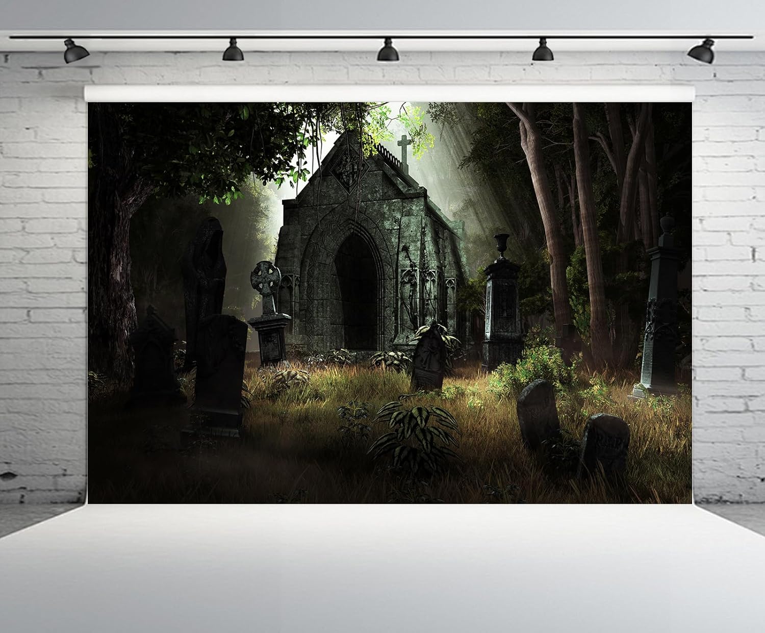 Amazon.com : CHNYWORK 15x8ft Old Horror Crypt Backdrop Gothic ...