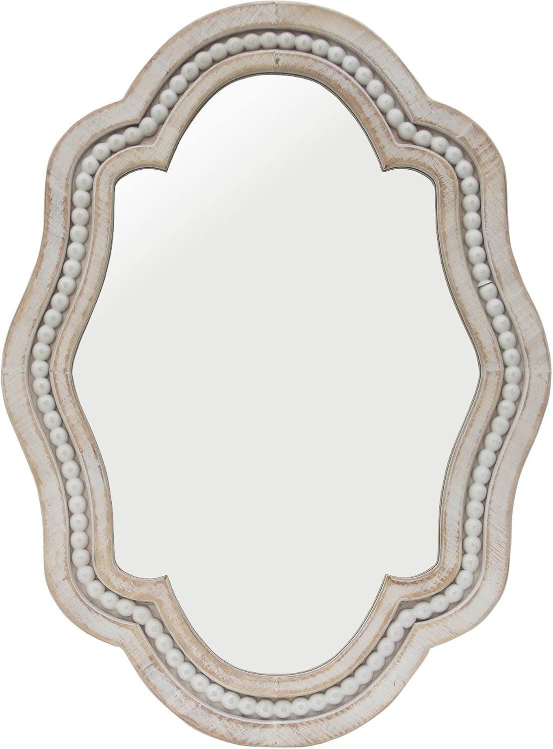 Amazon.com: 27" Tall Whitewash Wall Mirror with Beaded and Scalloped ...
