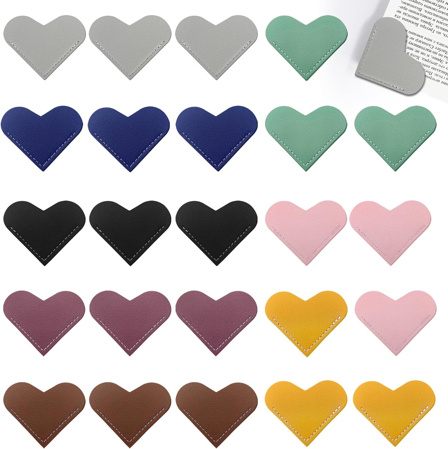 Amazon.com: 24Pcs Leather Heart Bookmarks,Cute Corner Page Book Marks ...