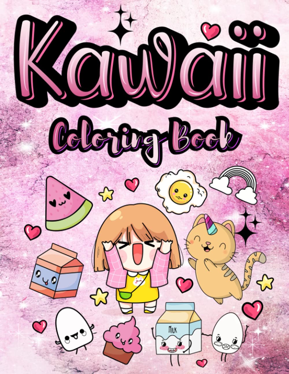 Buy Kawaii doodles coloring book: Easy Coloring pages For kids and ...