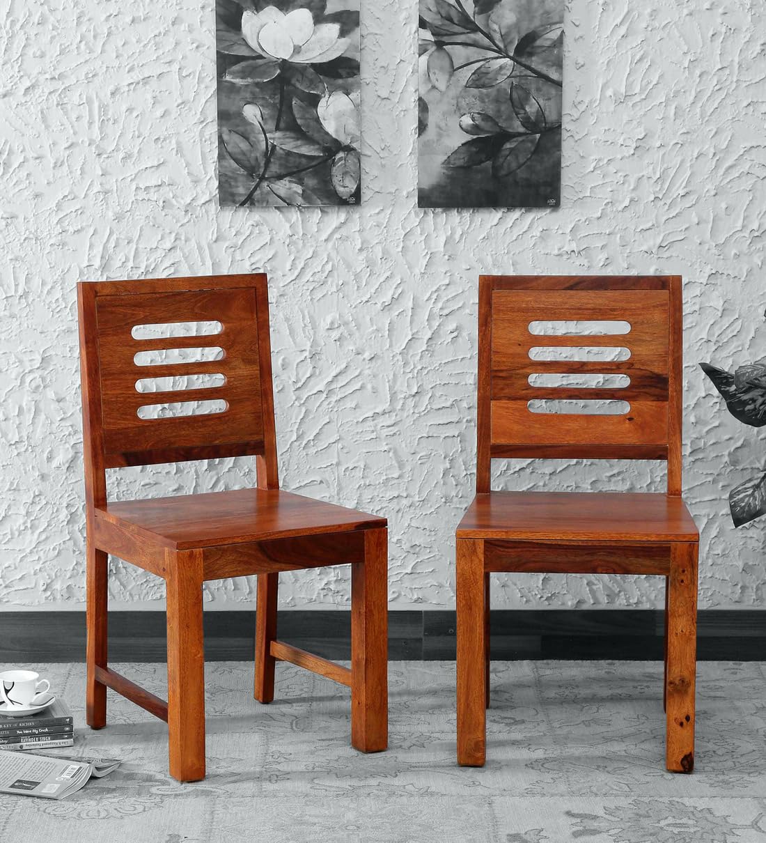 MAHIMA ART & CRAFT Solid Sheesham Wood Dining Chairs Set of 2 | Wooden Study Chairs Only ...