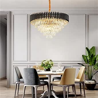 Black Collection E14 LED Changeable Crystal Chandelier Lighting Lustre ...
