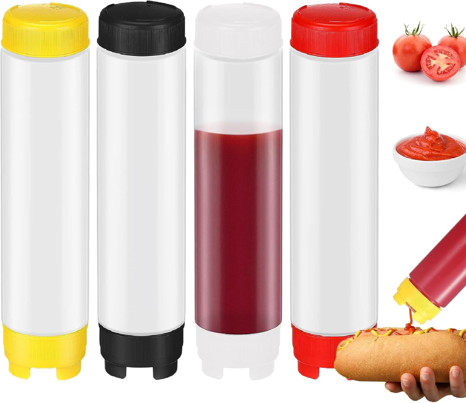 Amazon.com: 4 Pcs 16 oz Inverted Plastic Squeeze Bottles, Condiment ...