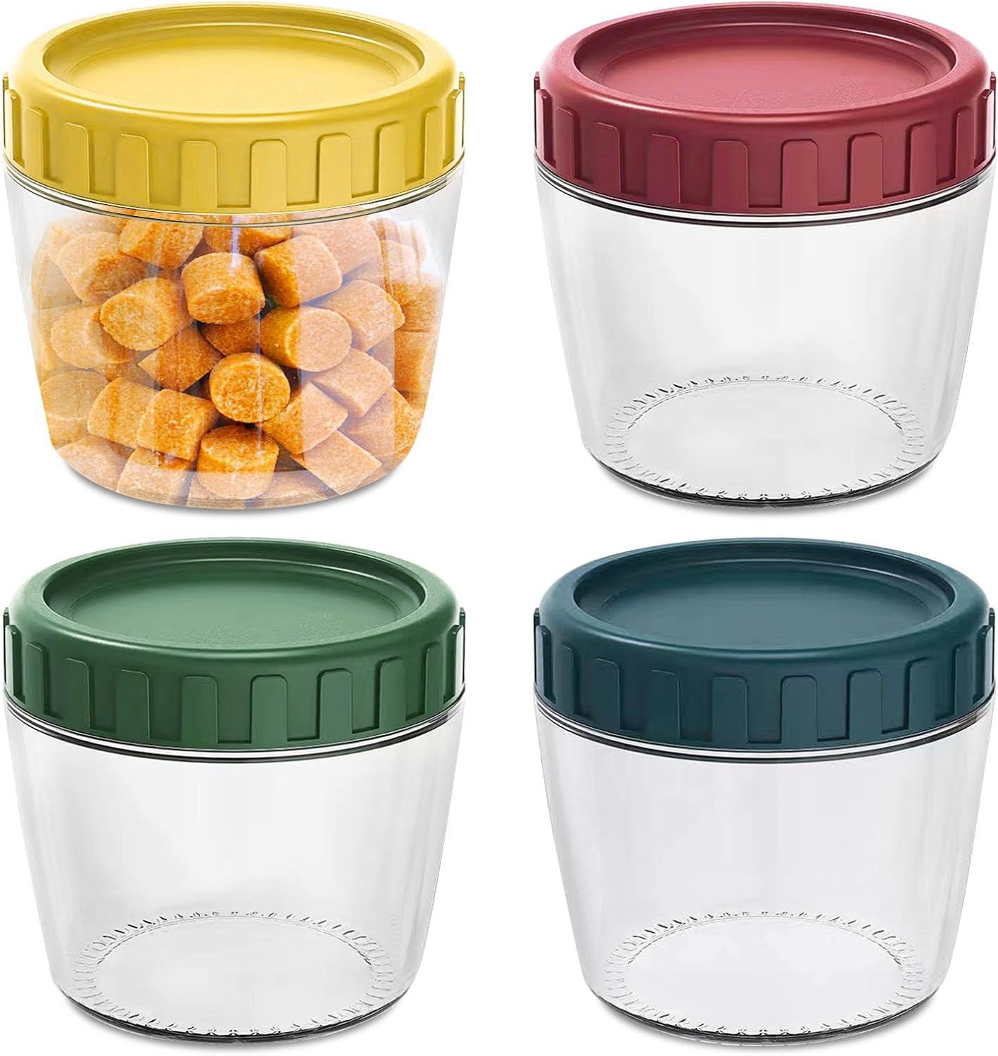 4pcs Plastic Storage Jar With Screw Top Lids, Airtight Food Storage ...
