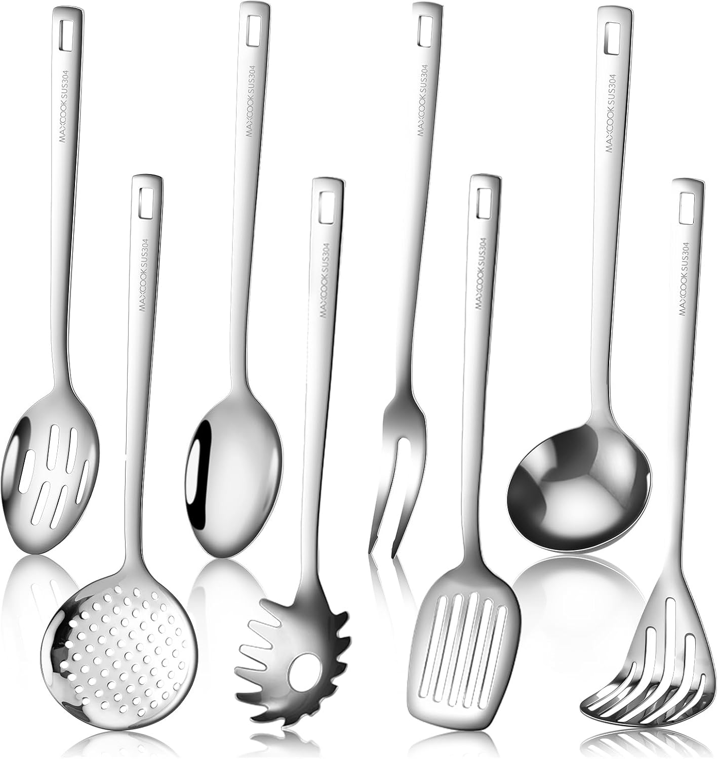 Amazon.com: MAXCOOK 18/8 Stainless Steel Cooking Utensil set, 8 Pieces ...