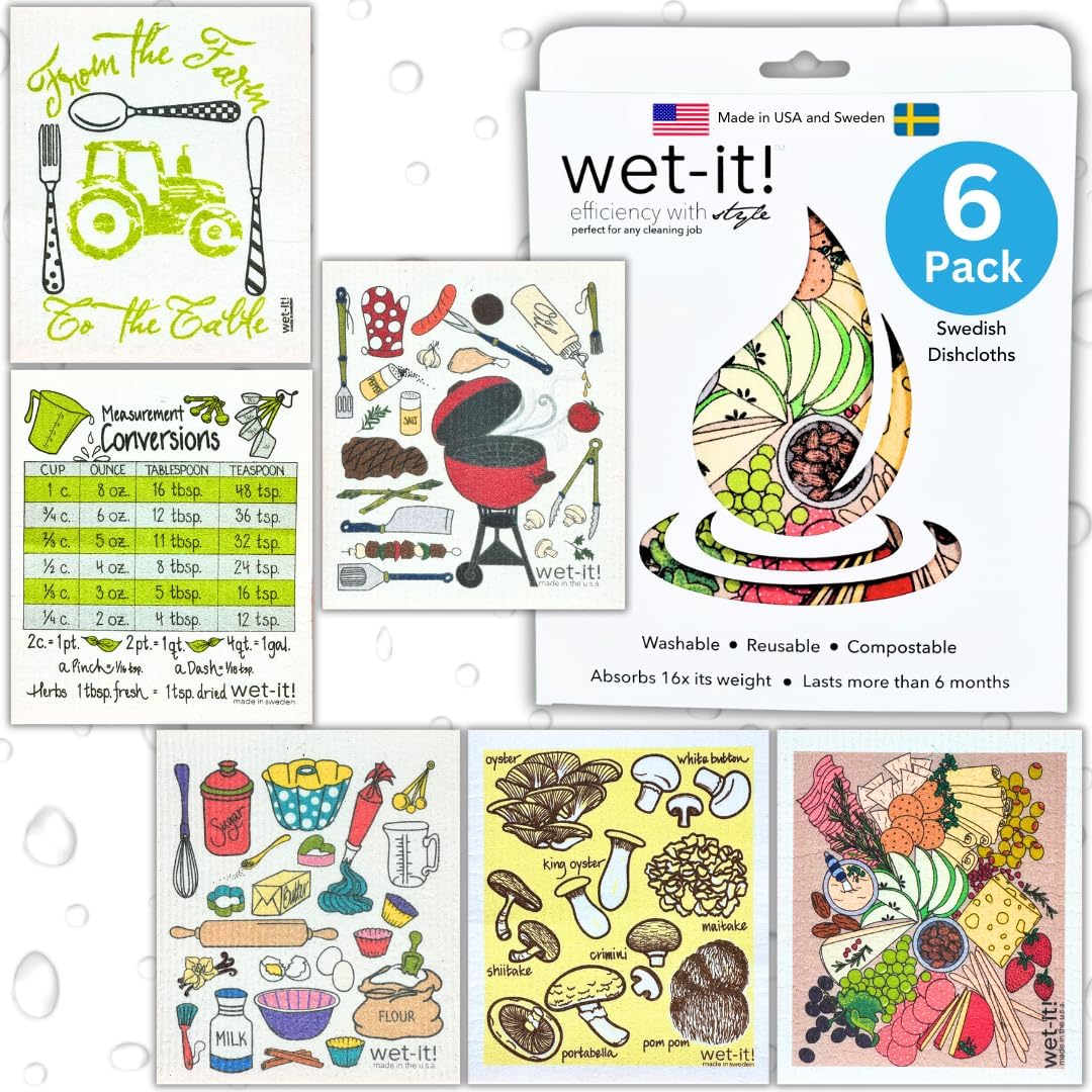 Amazon.com: Wet It Swedish Dishcloths for Kitchen Washing Dishes ...