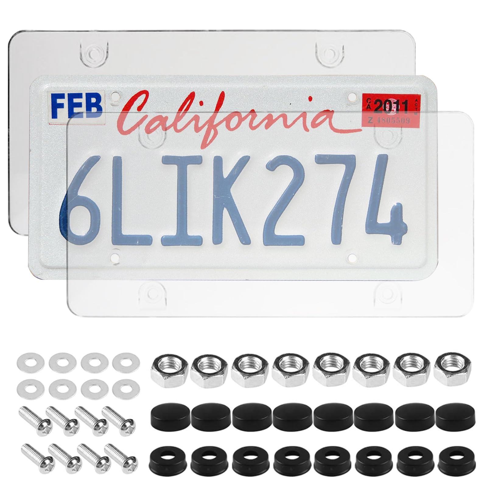 Amazon.com: 2Pcs Transparent License Plate Protectors - Unbreakable ...