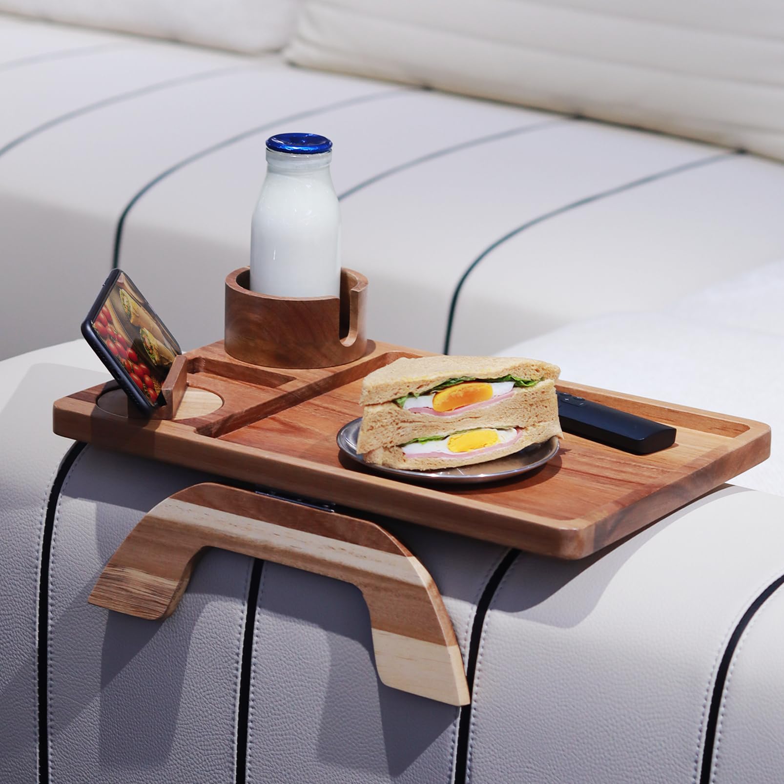 Amazon.com: Couch Cup Holder Tray, Acacia Wood Couch Arm Tray, Foldable ...