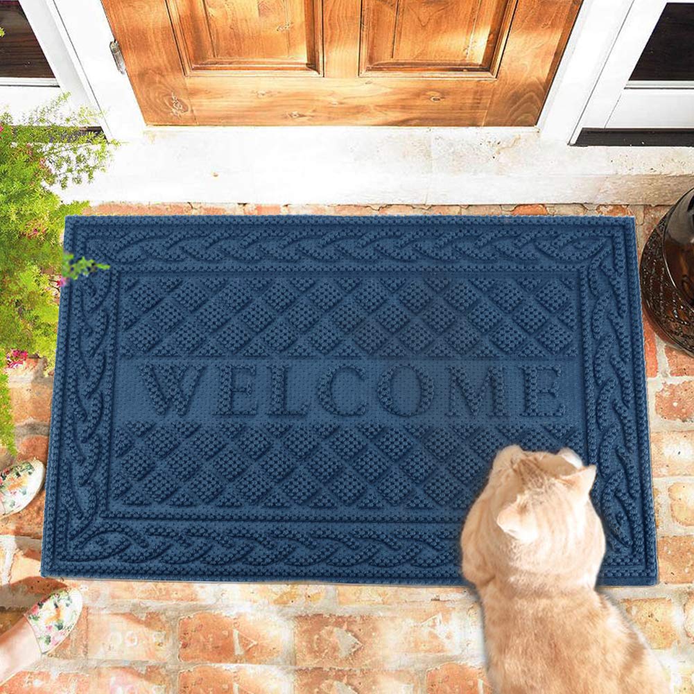 Mibao Durable Door Mat (18"x30",Blue), Welcome Mats Outdoor, Front Door ...