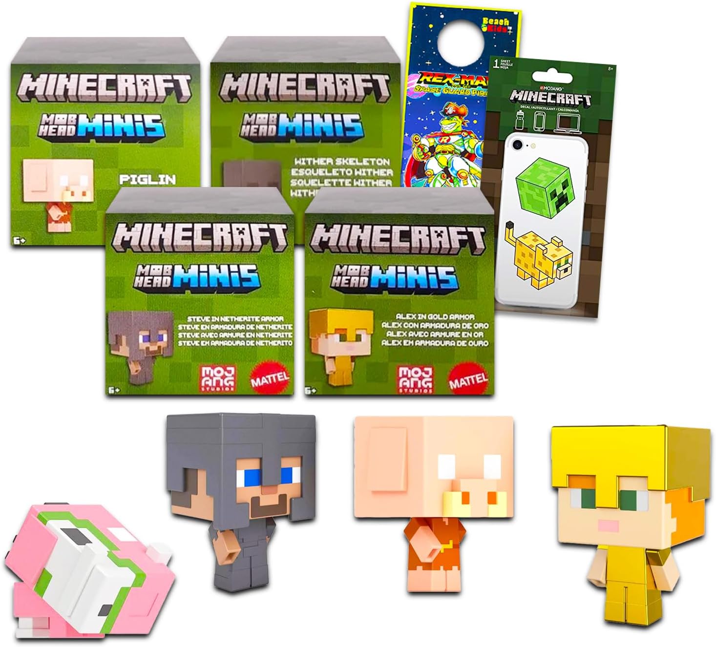 Amazon.com: Minecraft Cake Toppers 4 Pack - Bundle with 4 Mini Figures ...