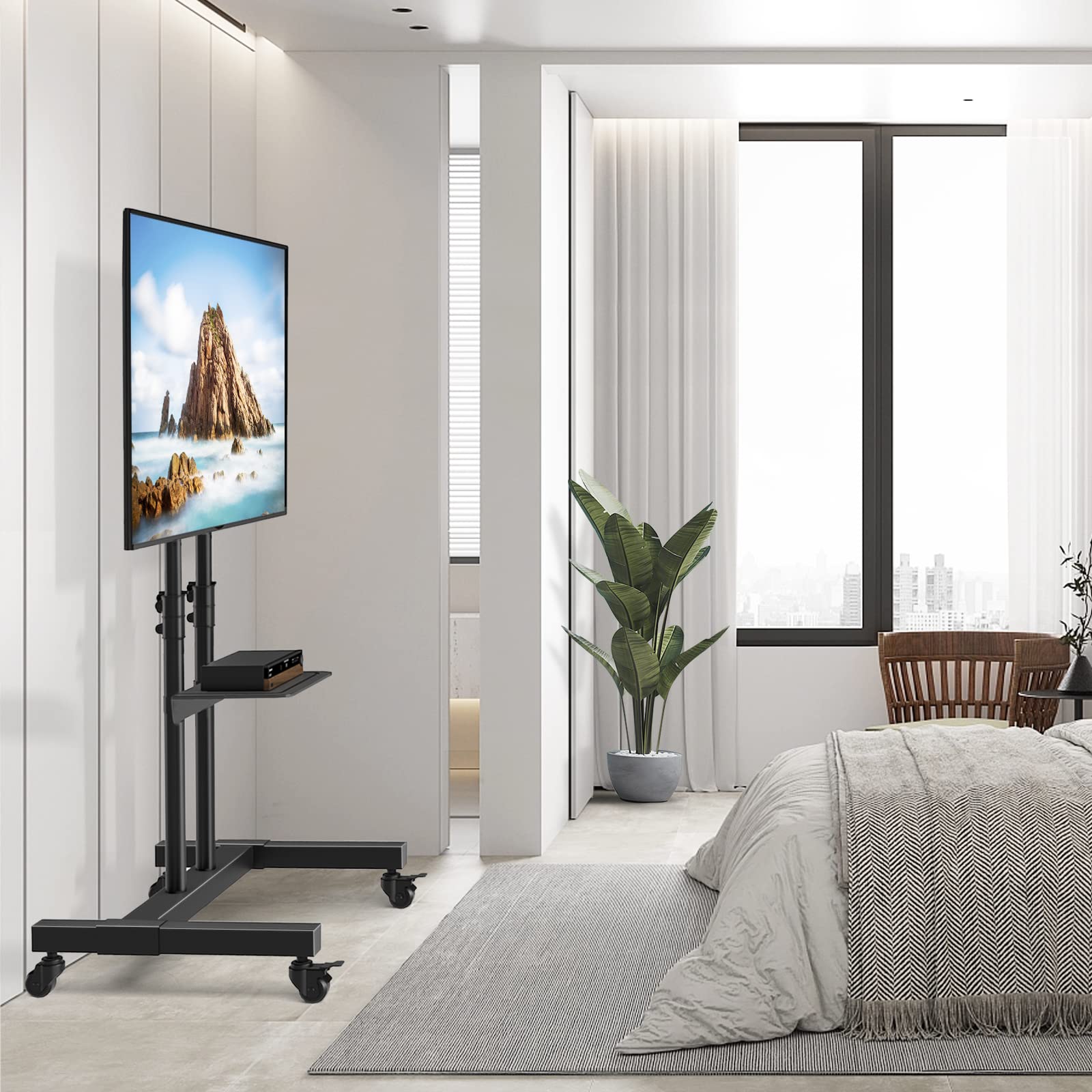 Mobile TV Stand on Wheels for 32-70, 75 inch Flat Screen/Curved TVs ...